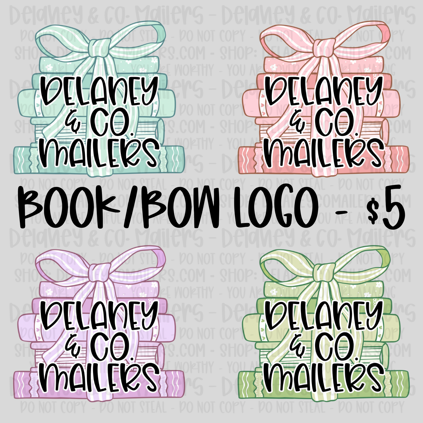 Premade Logo - Book/Bow: Choose Your Design! [Digital Download ...