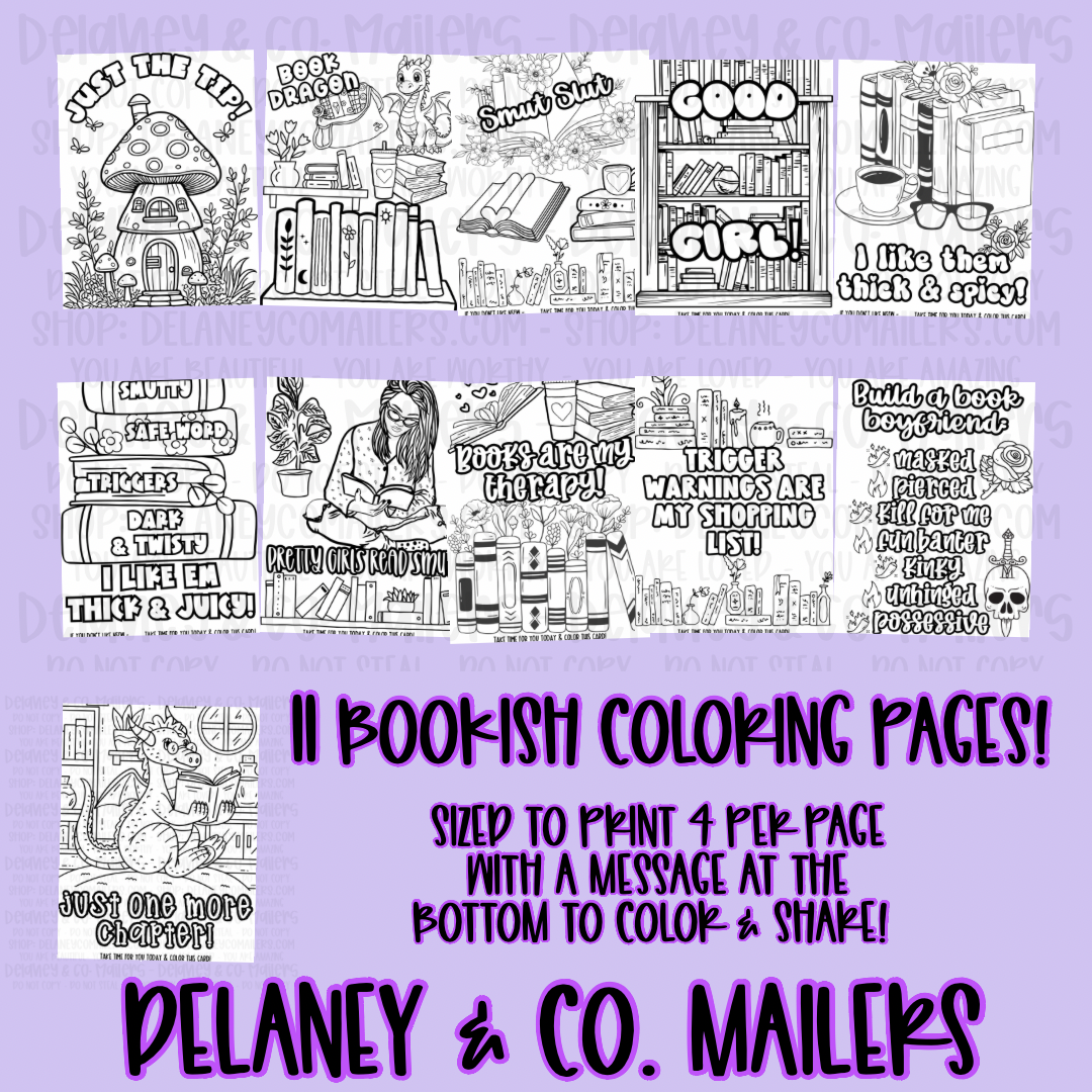 Bookish - Coloring Pages [Digital Download] – Delaney & Co. Mailers
