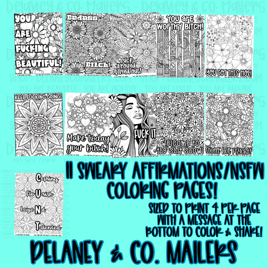 Sweary Affirmations/NSFW - Coloring Pages [Digital Download] – Delaney ...